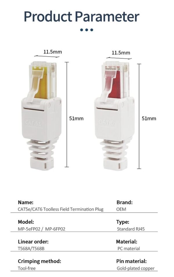 Toolless RJ45 Connector UTP STP Shielded Cat6 Keystone Jack Plug for ...