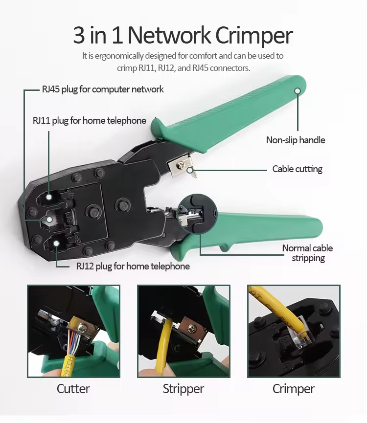 11-in-1 RJ45 Network Tool Kit – Crimping Tool, Cable Tester, Punch Down ...