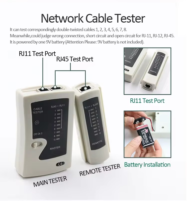 11-in-1 RJ45 Network Tool Kit – Crimping Tool, Cable Tester, Punch Down ...